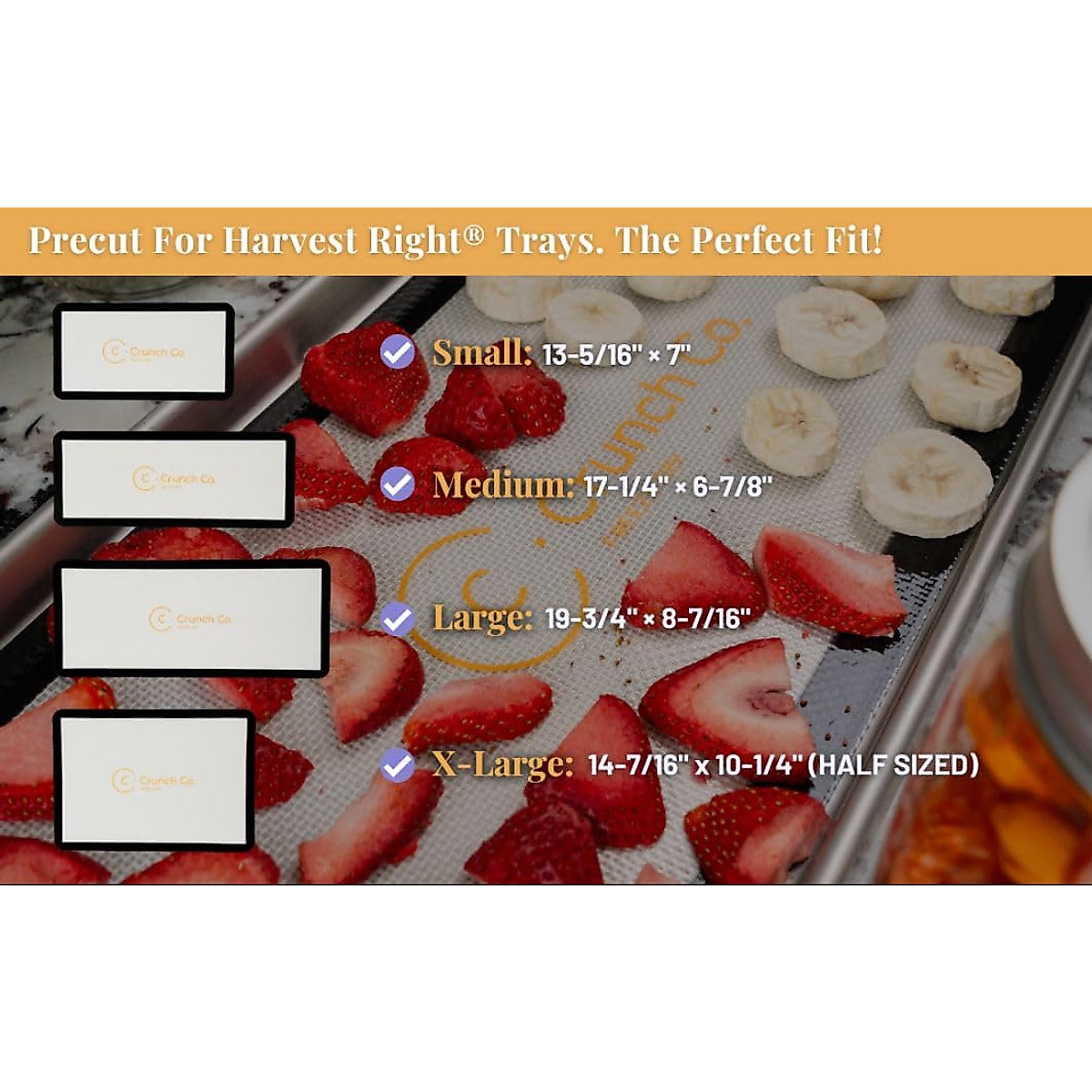 Crunch Co. Silicone Mats For Harvest Right Freeze Dryer (S - Small) 4 pack