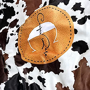 Ussunarts Personalized Baby Name Blanket - Custom Blankets with Name for Boys - Cow Print Blanket – Monogram Baby Name Blanket - Cow Nursery Decor - Cow Kids Bedding, Minky Black/Brown