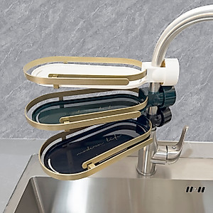 Shooer Kitchen Faucet Sponge Holder for Kitchen Sink Caddy Organizer Over Sponge Holder Drain Rack Storage Holder shelf-kitchen Sink Cloth Soap Holder for Shower Caddy Shower Organizer Wall White