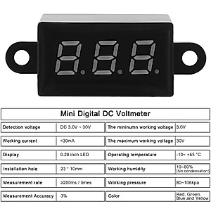 4pcs Mini Digital DC Voltmeter 0.28 Inch Two-Wire DC 3.0V-30V Digital Voltmeter Waterproof Dustproof and Drop Resistant Voltmeter Display Voltage Tester Meter (Red)