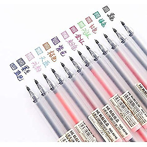 NYKKOLA Japanese Style Gel Ink Ball Point Pen [0.5mm] Fine Ballpoint Maker Pen for Office School Stationery Supply(12PCS Colorful)