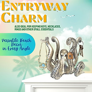 Vintage Style Octopus Coffee Mug Tea Cup Holder in Silver Tone Kitchen Dining Coffee Bar Statue Accessory