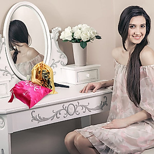 Riakrum 6 Pieces Satin Wig Bags Silky Storage Bag with Drawstring Satin Pouch for Hair Storage Pouch with Tassel for Wigs Bundles Tools Hair Extensions Travel Use