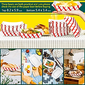 MotBach 100 Pack 3lb Paper Food Trays,Disposable Greaseproof Kraft Checkered Carnival Food Serving Take Out Basket Tray Boat for Snacks Fries Nachos Popcorn Hot Dogs Carnival Wedding Party Picnic