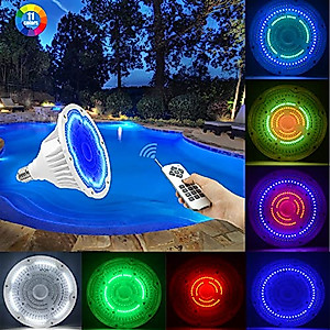 Pool Lights with Remote Control, 120V 40W RGBW Color Changing Underwater LED Pool Light for Inground Pool, E26 Replacement Bulb Fit Pentair Hayward Pool Light Fixtures