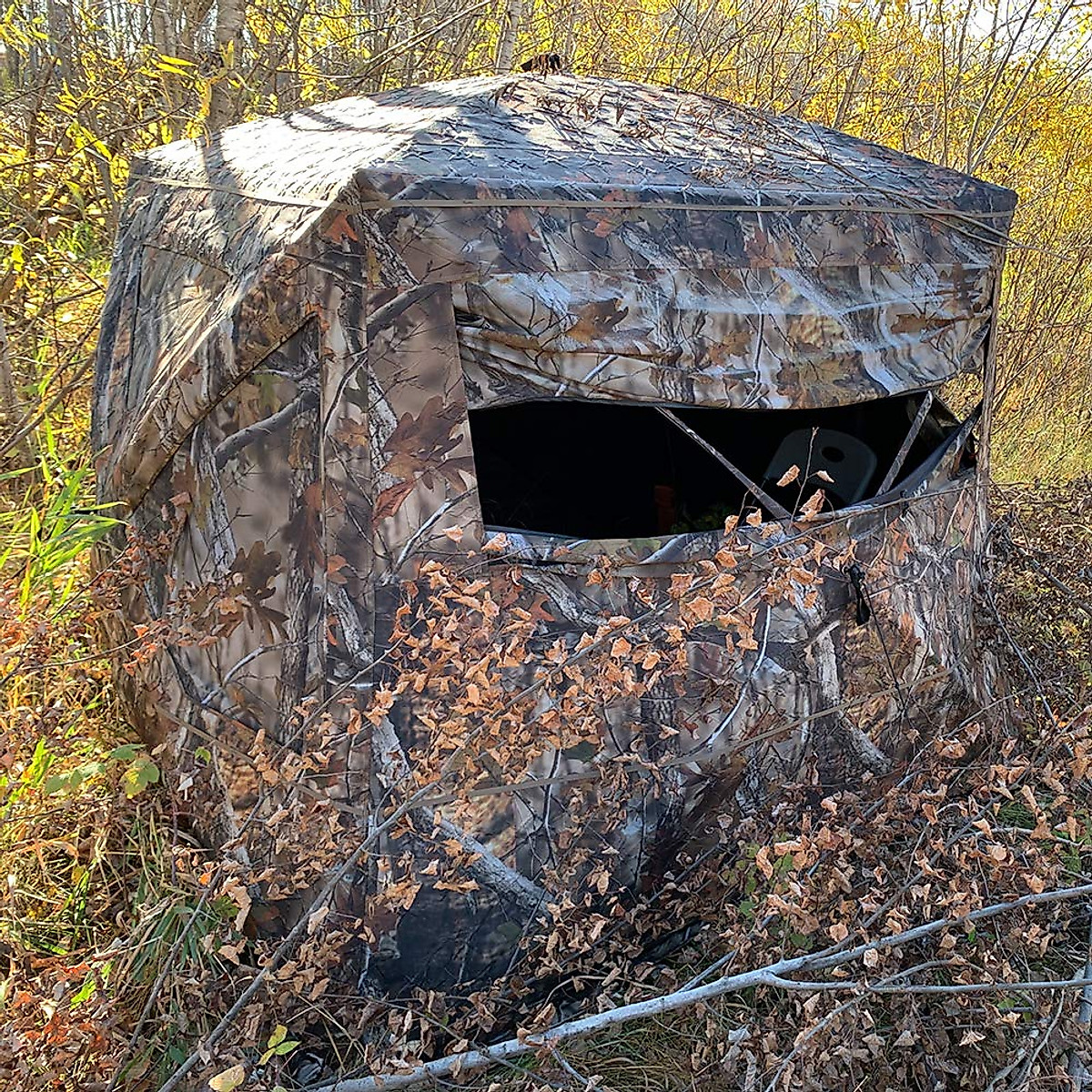 THUNDERBAY Lock Down Pop Up Portable 3-4 Person Hunting Blind 3D Shadow-tech Textured Fabric Ground Blind
