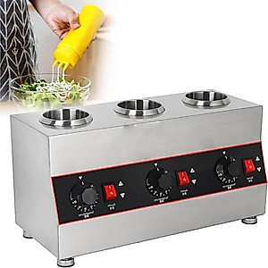 Commercial Electric Cheese Sauce Warmer, Countertop Food Sauce Warmer Multifunction Jam Heat Preservation Machine Jam Heating Pump for Hot Fudge Cheese Caramel(3 grids)