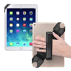 joylink Universal Tablet Hand Holder Strap, 360 Degrees Swivel LeathJer Handle Grip with Elastic Belt, Secure & Portable for 10.1" Tablets (Samsung Asus Acer iPad etc), Black