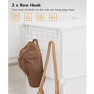 HOOBRO 8 Cube Shoe Rack with Door, Shoe Organizer, Shoe Storage Cabinet for Closet, Holds 32 Pairs of Shoes, Plastic Panel, Entryway, Hallway, White WT28SC01