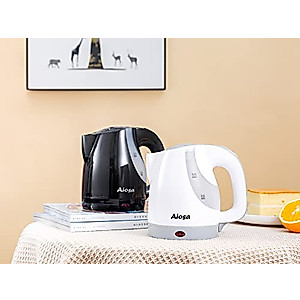 Aiosa Electric Kettles(White),0.9L,Mini Water Kettle,Hot Water Kettle Electric,Portable Tea Kettles With Auto Shut Off,Travel Small Kettle,Kettle Water Boiler,Personal Kettle