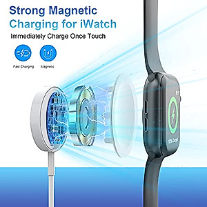 4-in-2 Apple Watch Charger Cable for Apple Watch/iPhone/Airpods, Watch Magnetic Charging Cable with iWatch Series SE/8/7/6/5/4/3/2 - Wireless Travel Watch Charger for AirPods 1/2/3/Pro&iPad Series