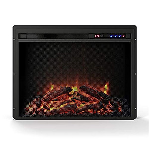 Pemberly Row 23" x 14" Electric Fireplace Insert with Mesh Front in Black
