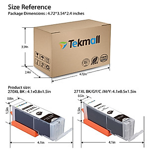 TekMall Compatible Ink Cartridges PGI-270XL CLI-271XL Ink 271 Ink 270 271XL 270XL Used for PIXMA MG7720 TS9020 TS8020 MG6821 TS9000 MG7700 MG6820 Printers 7 Pack (2*PGBK, BK, C, M, Y, GY)