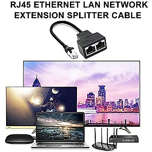 Ethernet Cable Splitter 1 Male to 2 Female High Speed Adapter, wikero Ethernet RJ45 Network Ethernet Splitter Adapter Cable Suitable Super Cat5, Cat5e, Cat6, Cat7 Connector LAN Internet Cable Adapter