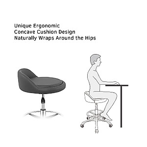 Nazalus Rolling Stool Adjustable Drafting Chair, Heavy Duty Metal Base with Back Support Foot Rest, for Office Home Shop Kitchen Beauty(Large)