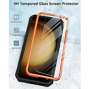 FNTCASE for Samsung Galaxy S23 Case : with Belt-Clip Holster & Kickstand Heavy Duty Rugged Shockproof Protective Phone Shell | Military Grade Protection Durable Cover for Galaxy S23 - Orange