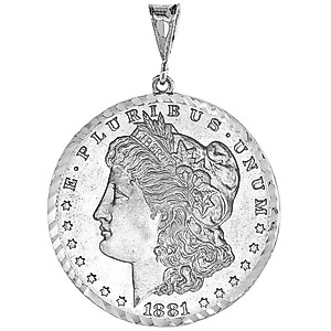 Sterling Silver Dollar Bezel 38 mm Coins Prong Back Diamond Cut Mexican Olympic One Dollar Coin NOT Included