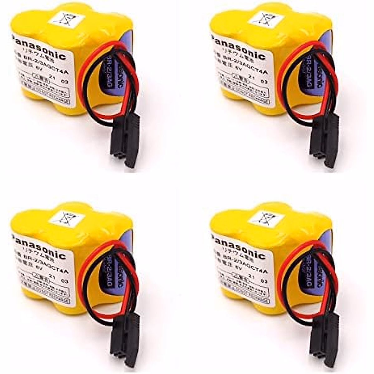 BATTEMALL (4-Pack) BR-2/3AGCT4A 6V 4400mAh Replacement Battery for Panasonic FANUC A98L-0031-002 (Black Connector)