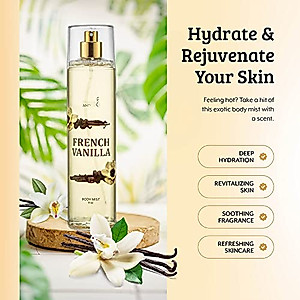 Home Spa Gift 8 oz. Fine Fragrance Body Mist Holiday Luxury Scented Body Spray for Women (French Vanilla)