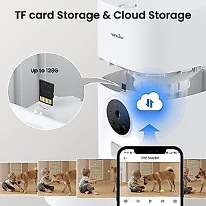 Automatic Pet Feeder for Cats and Dogs - Wansview 4L Smart Feeding Solutions with 2K Camera Video Recording and 2-Way Audio, 2.4G WiFi Cat Food Treat Dispenser with APP Control and Timer Programmable