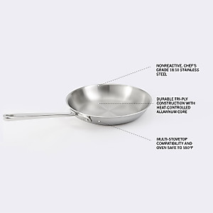 Martha Stewart Martha 3.5-Quart Straight Sided Triply Stainless Steel Saute Pan w/Lid
