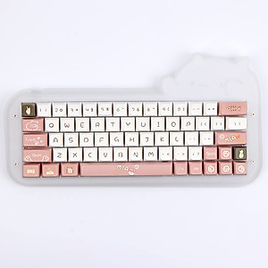 EPOMAKER Mini Cat 64 60% Hot Swappable Acrylic RGB Wired Mechanical Gaming Keyboard, VIA Programmable with Dye Sublimation PBT Keycaps for Mac/Win/Gamers(MIA Keycaps, Epomaker Flamingo Switch)