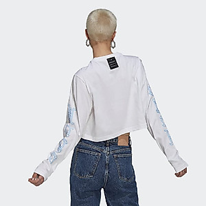 adidas Long Sleeve Crop Tee Women's, White, Size XL