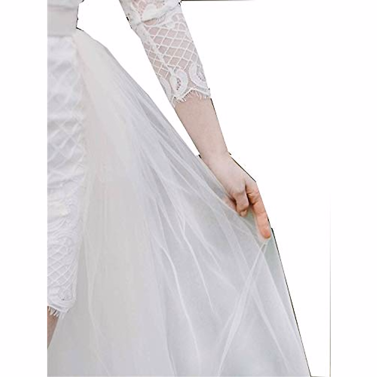 Women Wedding Maxi Tulle Skirts Detachable Train Overskirt Overlay Long Bridal Floor Length Ivory