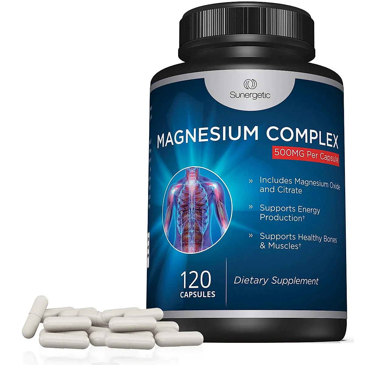 Premium Magnesium Citrate Capsules – Powerful 500mg Magnesium Oxide & Citrate Supplement – Helps Support Healthy Bones, Muscles, Teeth, Energy & Relaxation – 120 Vegetable Capsules