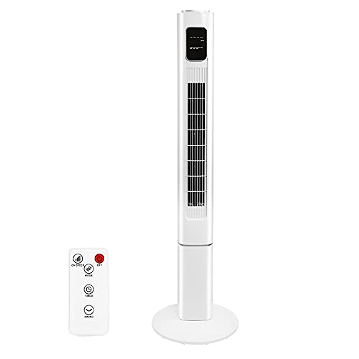 Antarctic Star Tower Fan Oscillating Fan Quiet Cooling Remote Control Powerful Standing 3 Speeds Wind Modes Bladeless Floor Fans Portable Bladeless Fan for Children Bedroom Home Office (White, 47")