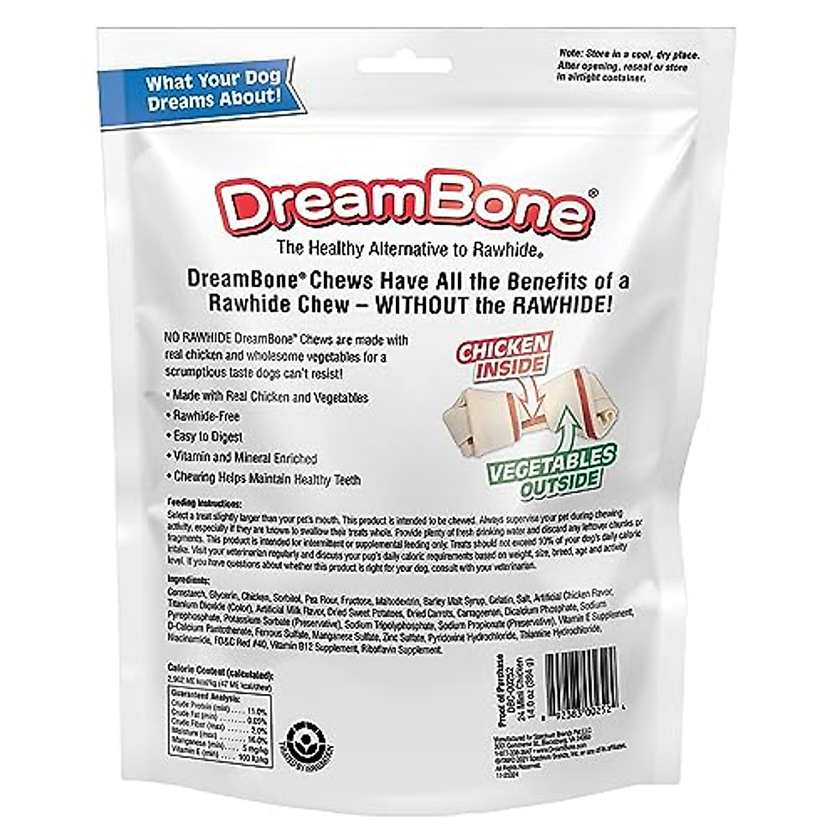 DreamBone Mini Chews With Real Chicken 24 Count, Rawhide-FreeChews For Dogs