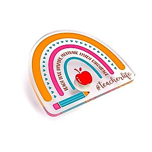 BOGGbeans Teacher Life Charm for Bogg Bag, Simply Southern Totes, and Similar Styles. Acrylic 3" Teacher Charm Accessories for Beach Totes