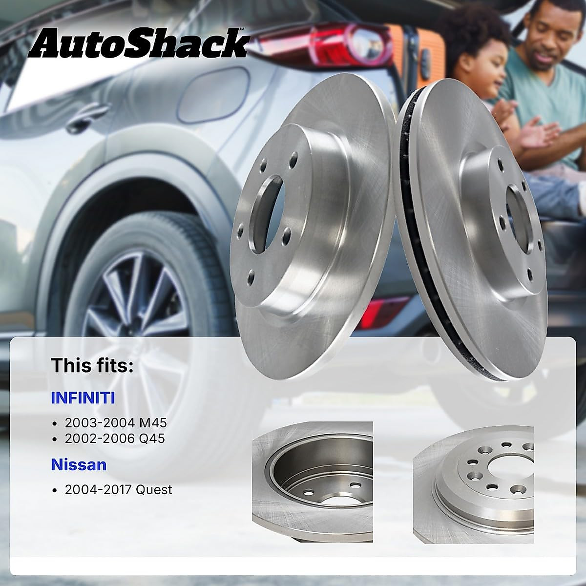 AutoShack Brake Rotors Front Brake Rotor Replacement Kit for 2011-2017 Nissan Quest 2016 Pathfinder 2002-2006 INFINITI Q45 2003-2004 M45 3.5L 4.5L V6 V8 4WD FWD RWD R41391PR