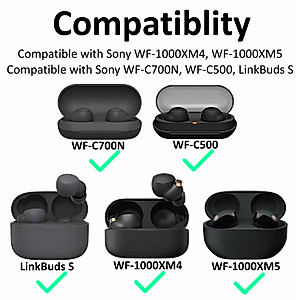 A-Focus [6 Pairs] WF-1000XM5 WF-1000XM4 WF-C700N 【 Memory Foam & Silicone 】 Ear Tips, Soft Replacement Comfortable Earbuds Eartips Gel Compatible with Sony Linkbuds S WF-C500 515526 Black