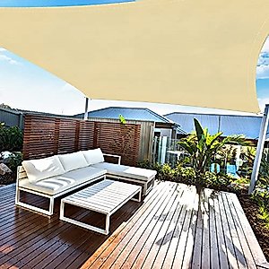 Amazmic Sun Shade Sail Rectangle 10'x10' UV Block Waterproof Canopy Outdoor Activities Patio/Garden/Backyard/Swimming Pools/Carports, Beige