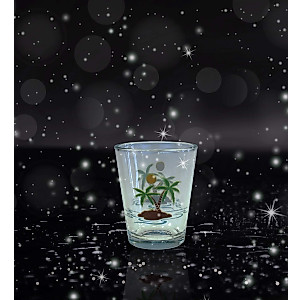 Puzzled Clear Palm Trees Shot Glass, 1.70 Oz. Unbreakable Beverage Tequila Gin Cocktail Whisky Vodka Novelty Glassware Handcrafted Drinkware Home & Bar Tools Accessory