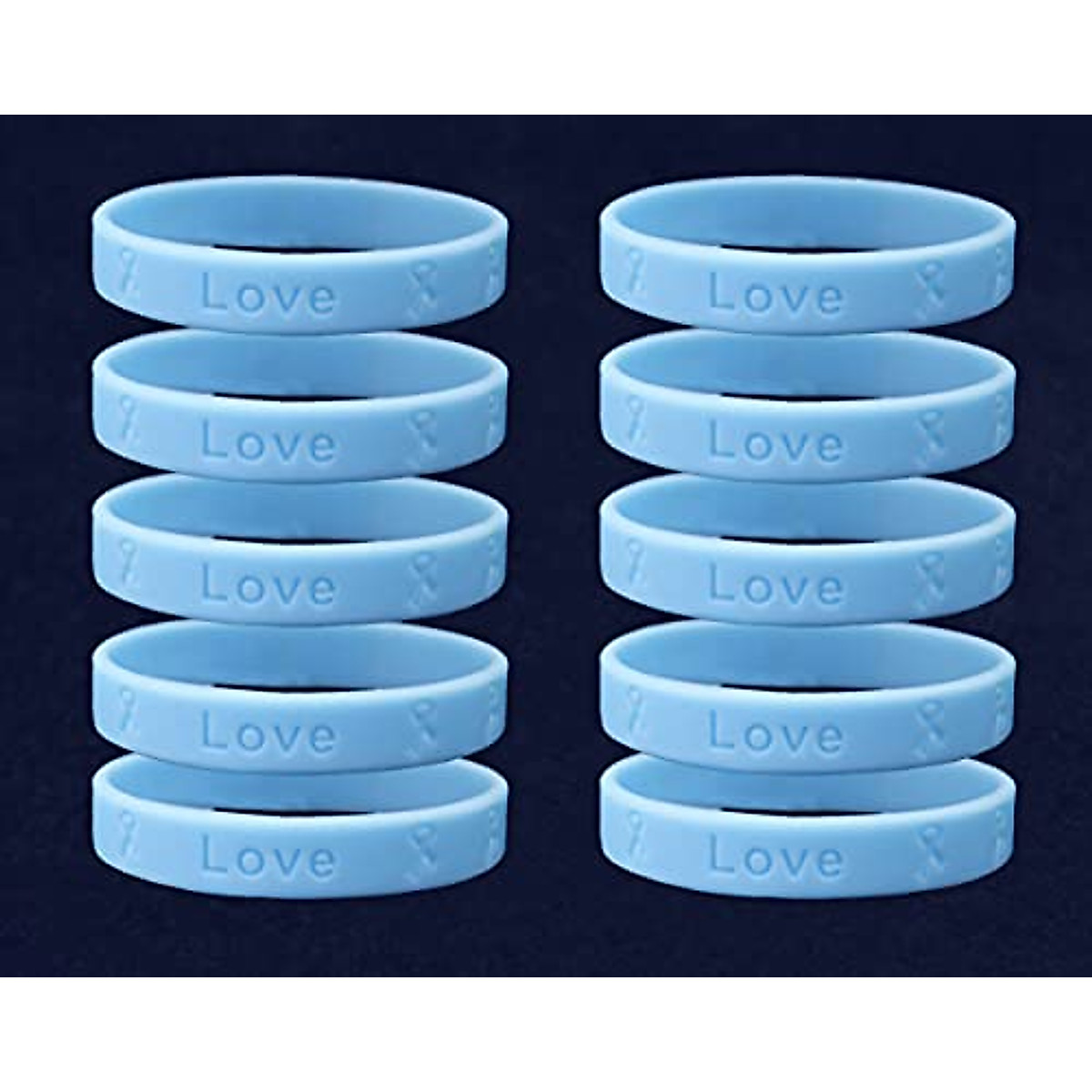 10 Pack Light Blue Silicone Bracelets – Light Blue Colored Rubber Wristbands for Prostate Cancer, Trisomy 18, Cushing, Scleroderma Awareness, Graves’ Disease, Fundraising & Gift Giving - Perfect for Women and Men