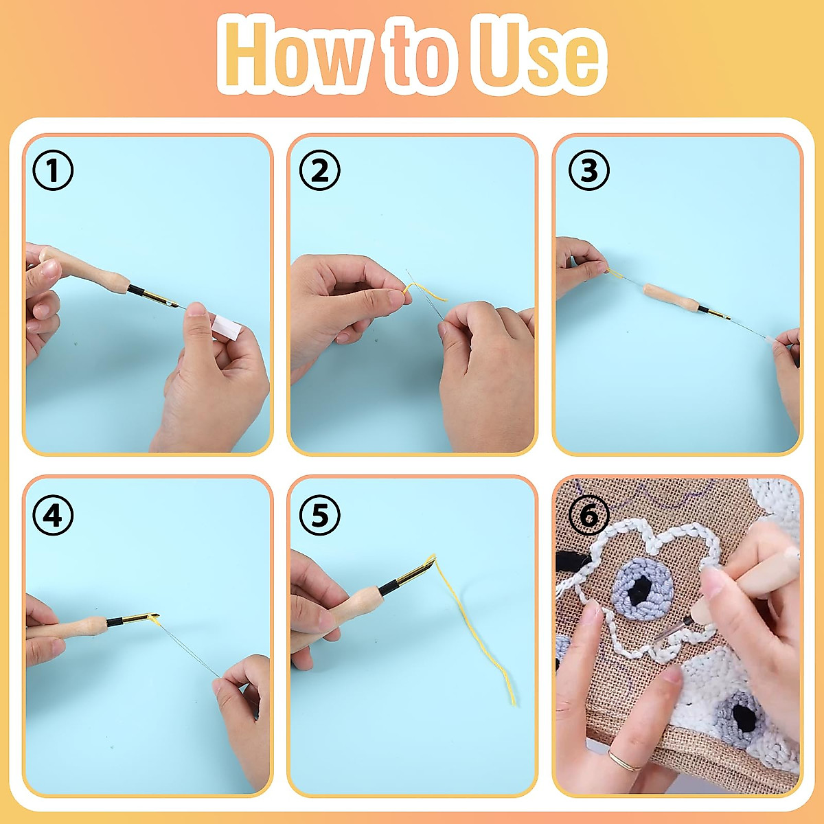 35 Pcs Punch Needle Kit, Punch Needle Tool Adjustable Punch Needle Embroidery Kits Include Wooden Handle Embroidery Pen Set, Big Eye Needles, Punch Needle Cloth - Stocking Stuffers for Adults Beginne