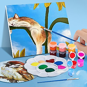 140 Pcs Mini Acrylic Paint Set for Kids, 12 Colors Washable Acrylic Paint Strip with 5 Paint Tray for Kids&Adults Craft Paint, with Mini Paint Strips for Easter Eggs Art Craft Painting Easter Gifts (COLOR-1(140 PCS))