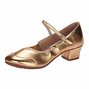 Women's Solid Color Buckle Two Point Sole Rubber Low Heel Thick Heel Dance Shoes Sandals Saltwater Sandals Womens Size 8 (Gold, 7)