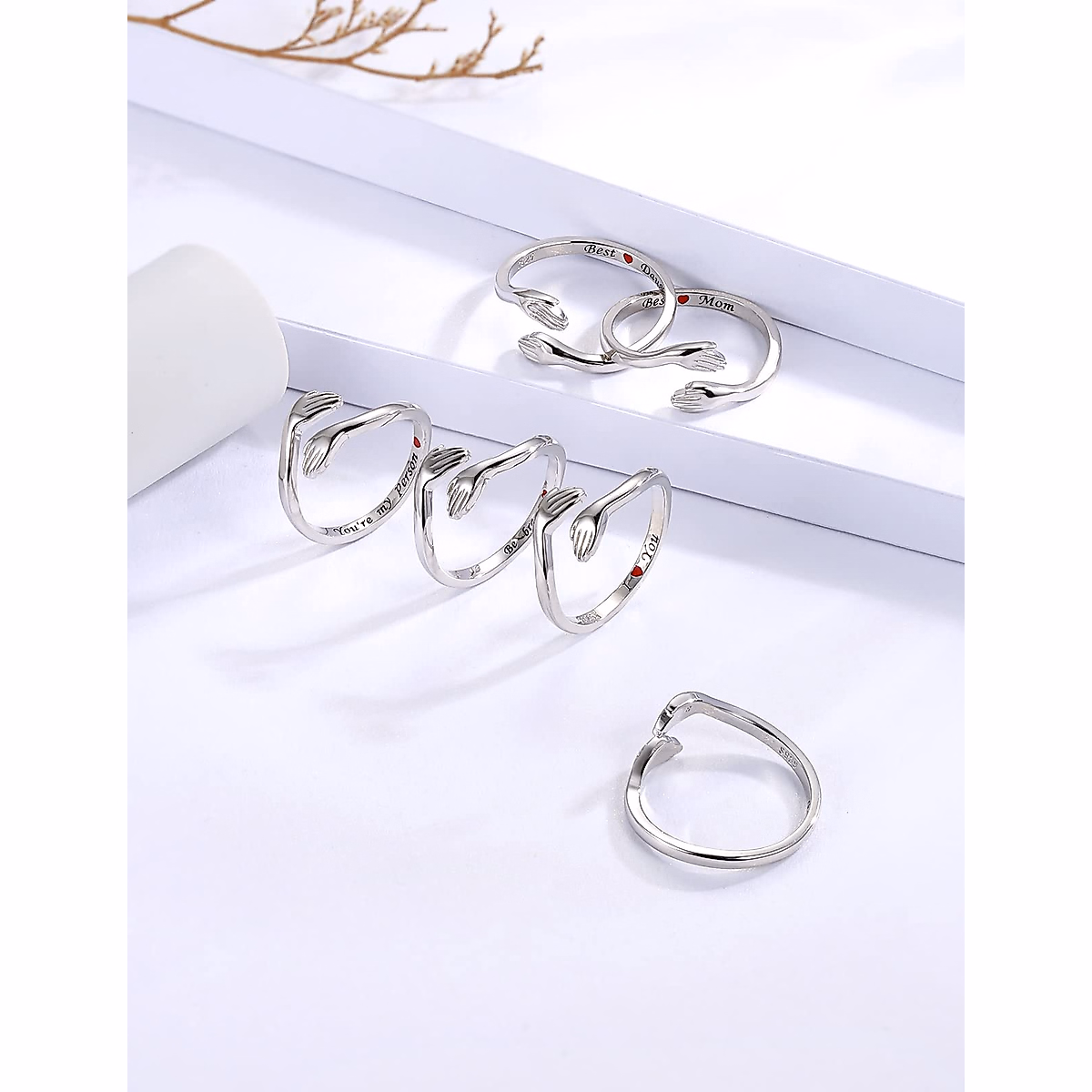 Sariel Hug Ring for Daughter Mom Inspirational Mother's Day Birthday Christmas Gifts Jewelry for Teens Women (I am with you ALWAYS)