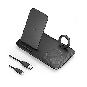 Anker Wireless Charging Station for Apple, PowerWave 3-in-1 Qi-Certified Stand for iPhone 14 Series, AirPods Pro, Apple Watch Series 1-6 (Watch Charging Cable & QC Adapter Not Included)