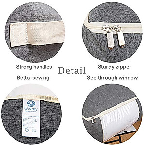 Qozary 3 Pack Large Storage Bags for Comforters, Blankets, Clothes, Quilts and Towels, Better and Sturdy Under Bed Organizer Bag for Closets, Bedrooms (Gray, Extra Large - 105L - 27.5 x 11.8 x 19.6")