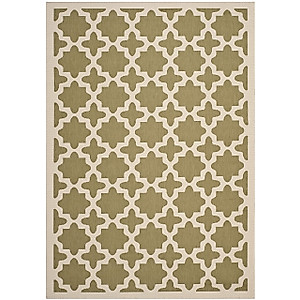 SAFAVIEH Courtyard Collection 6'7" x 9'6" Green/Beige CY6913 Indoor/ Outdoor Waterproof Easy-Cleaning Patio Backyard Mudroom Area-Rug