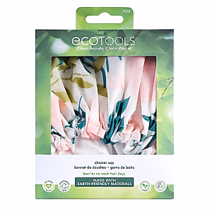 EcoTools Shower Cap, Organic Cotton Lining, Perfect For No-Wash Days, Fits All Head Sizes & All Hair Textures, Reusable & Waterproof, Protects Scalp, Eco-Friendly, Cruelty-Free, & Vegan, 1 Count