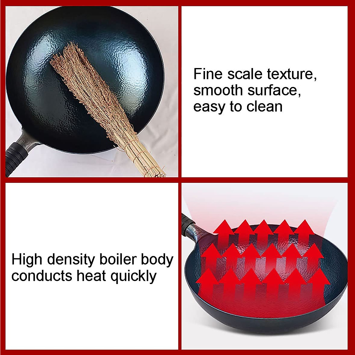 Chinese Iron Pot,Multipurpose Iron Woks,Stir-Fry Pan,Hand Forged No Coating Non-stick Pot,Wok,Suitable for gas stoves, Electric Hot Stoves,wood stoves, etc (Diameter 36cm/14.17in)