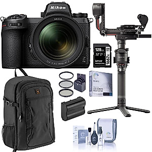 Nikon Z 6II Mirrorless Digital Camera with NIKKOR Z 24-70mm f/4 S Lens Bundle with DJI RS 2 Pro Combo Gimbal Stabilizer, 128GB SD Card, Backpack, Extra Battery, Filter Kit and Accessories