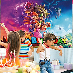 Mario 2023 Party Backdrop, Mario 2023 Backdrop for Birthday Party Decorations Mario 2023 Party Themed Backdrops for Party Supplies Mario Bros. 2023 Backdrop 5x3ft Mario Bros.