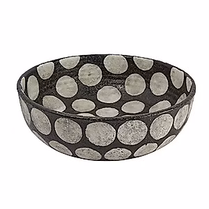 Creative Co-Op Terracotta Wax Relief Dots, Black and Natural Decorative Bowl