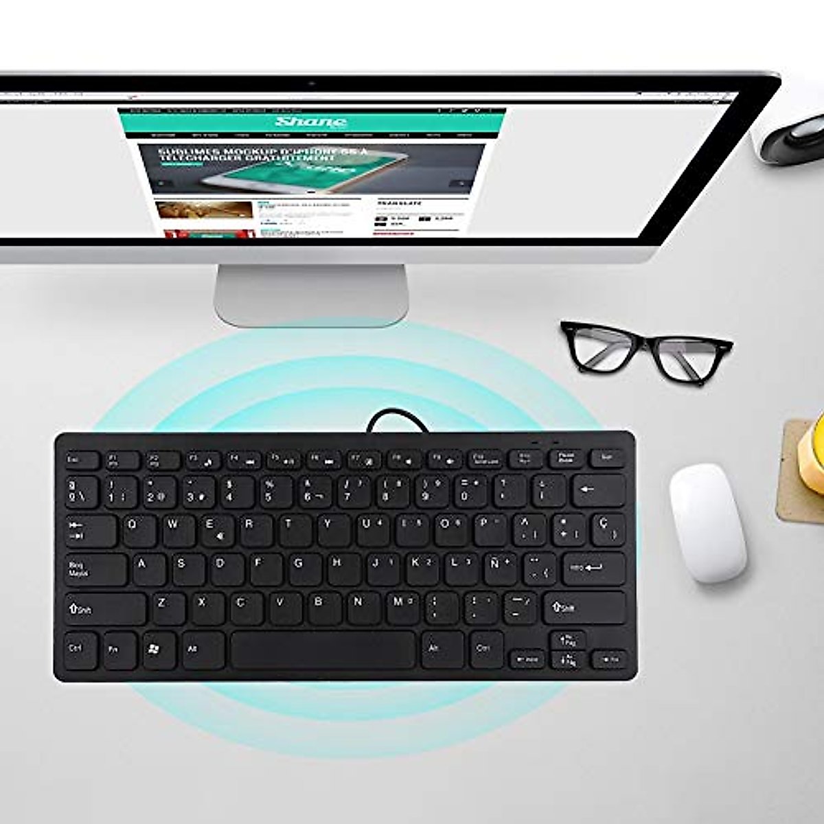 ciciglow Mini Wired Keyboard, 78 Keys Keypad, Portable Ultra Thin Mechanical Gaming Keyboard, Mini USB Wired Office Keyboard for Computer Laptop